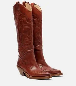 Gabriela Hearst Capitana Leather Cowboy Boots - Brown