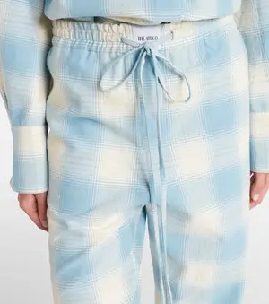 Attico Checked Cotton And Wool Tapered Pants - Blue