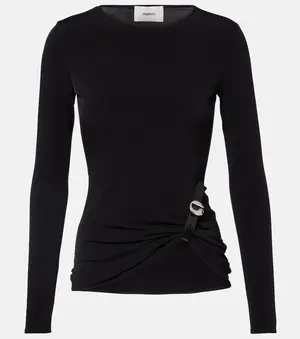 Coperni Gathered Leather-trimmed Top