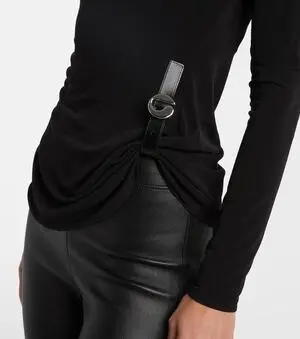 Coperni Gathered Leather-trimmed Top