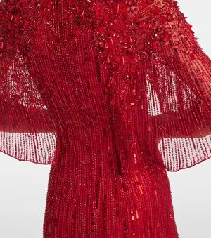 Jenny Packham Violetta Embellished Caped Gown