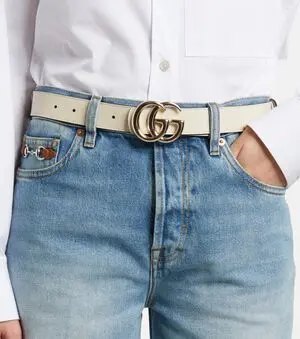 Gucci Gg Marmont Reversible Leather Belt - Beige