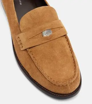 Tory Burch Suede Penny Loafers - Beige