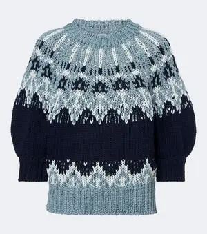 Altuzarra Marty Fair Isle Cotton Sweater - Blue