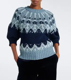 Altuzarra Marty Fair Isle Cotton Sweater - Blue