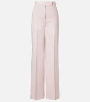 Max Mara Girone Wool, Mohair, And Silk Wide-Leg Pants Pink
