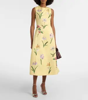 LEO LIN Cleo Beaded Floral Midi Dress