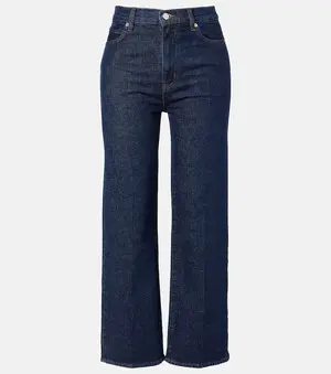 FRAME Cropped High-rise Wide-leg Jeans - Blue