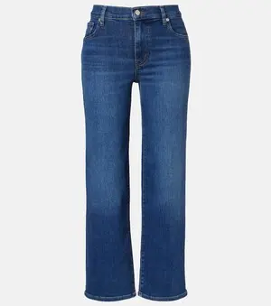 FRAME Mellow Cropped Mid-rise Straight Jeans - Blue