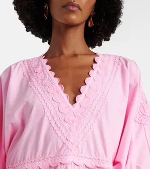 JULIET DUNN Embroidered Tiered Cotton Poplin Mini Dress
