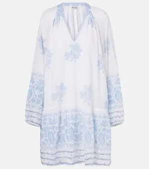 JULIET DUNN Floral Cotton Mini Dress White