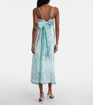 JULIET DUNN Floral Cotton Midi Dress - Blue