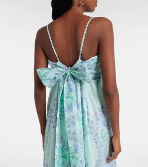 JULIET DUNN Floral Cotton Midi Dress - Blue