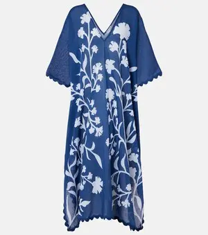 JULIET DUNN Scalloped Cotton Kaftan - Blue