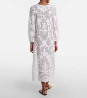 JULIET DUNN Embroidered Sheer Cotton Kaftan