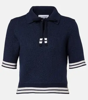 Thom Browne Silk-blend Polo Shirt - Blue