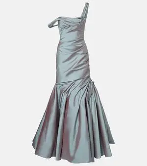 MARMAR HALIM Asymmetric Ruched Gown - Blue