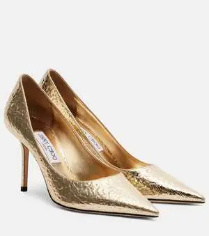 JIMMY CHOO Love 85 Metallic-effect Pumps - Gold