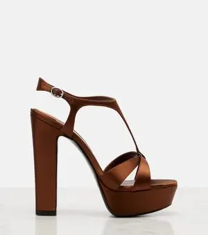 JIMMY CHOO Kesia 120 Satin Platform Sandals - Brown