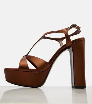 JIMMY CHOO Kesia 120 Satin Platform Sandals - Brown