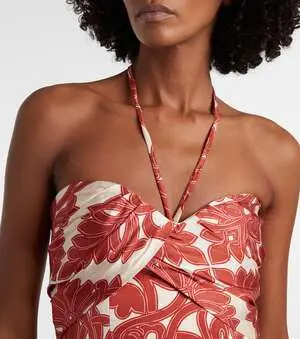 Poupette St Barth Collina Printed Satin Midi Dress - Red