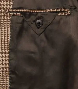 SAMAN AMEL Prince Of Wales Check Alpaca Blazer - Brown