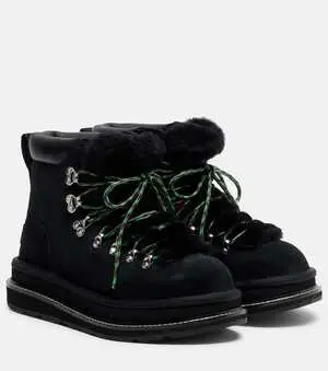 Sacai X Ugg Suede And Shearling Hiking Boots - Black