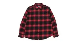 A BATHING APE Logo Ombre Check Flannel Long Sleeve Shirt
