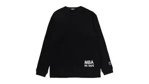 A BATHING APE Waffle Basic Long Sleeve Tee Shirt - Black