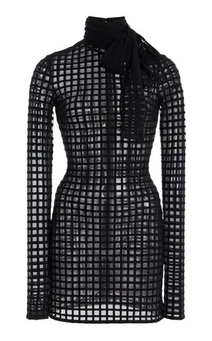 LAQUAN SMITH Cross-grain Mesh Mini Dress
