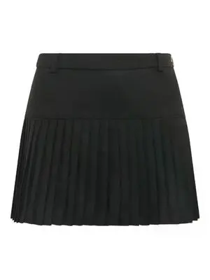 MARINE SERRE Pleated Twill Mini Skirt - Black