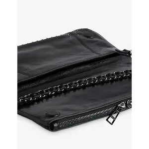 Zadig&Voltaire Rock Vintage Patent-stud Leather Clutch Bag - Black