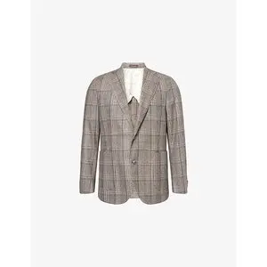 OSCAR JACOBSON Ferry Patch Checked Wool Blazer