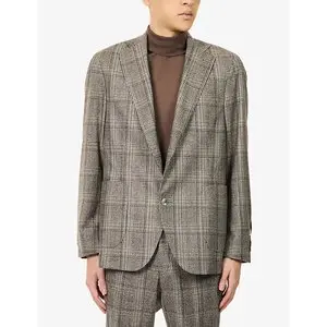 OSCAR JACOBSON Ferry Patch Checked Wool Blazer