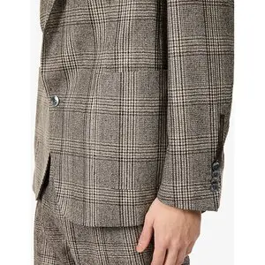 OSCAR JACOBSON Ferry Patch Checked Wool Blazer