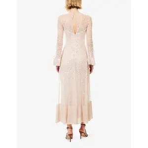 NEEDLE & THREAD Sequin Cascade Long-sleeve Woven Gown