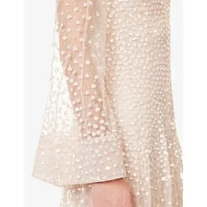 NEEDLE & THREAD Sequin Cascade Long-sleeve Woven Gown