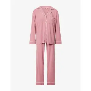 Eberjey Gisele Long-sleeve Modal-jersey Pyjama Set - Berry Blush/ivory