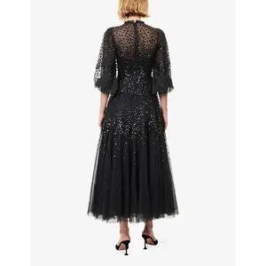 NEEDLE & THREAD Scallop Sequin Woven Gown
