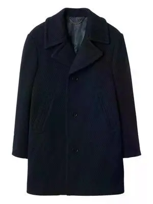 Burberry Single-breasted Wool Coat - Blue