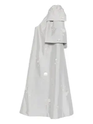 Bernadette Embroidered One-shoulder Gown - Grey