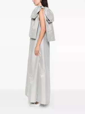 Bernadette Embroidered One-shoulder Gown - Grey