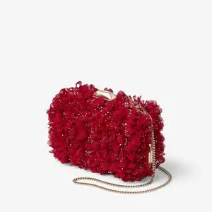 JIMMY CHOO Cloud Satin Clutch With Petal Embroidery
