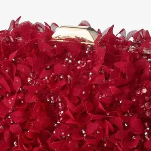 JIMMY CHOO Cloud Satin Clutch With Petal Embroidery