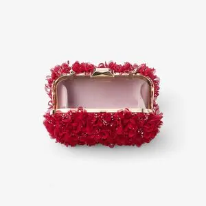 JIMMY CHOO Cloud Satin Clutch With Petal Embroidery