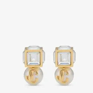 JIMMY CHOO Jc Pearl Cube Stud Earrings - Gold/white/crystal