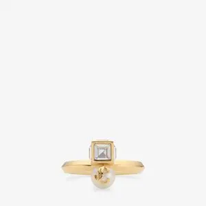 JIMMY CHOO Jc Pearl Cube Ring Gold Metal Ring With Pearl And Crystal Cube - Gold/white/crystal