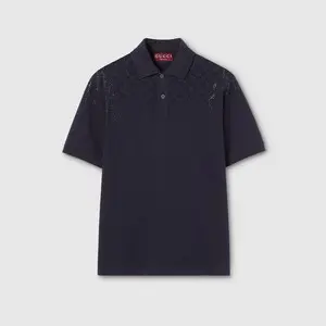 Gucci Cotton Piquet Polo Shirt With Crystals