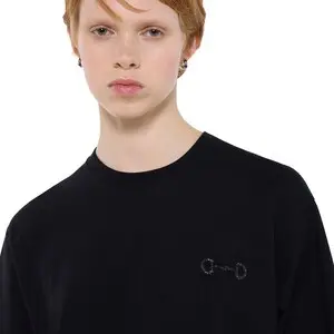 Gucci Cotton Jersey T-shirt With Horsebit Embroidery - Black