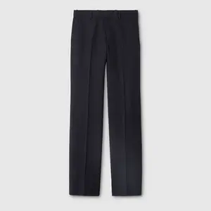 Gucci Wool Gabardine Pants With Logo Embroidery - Blue